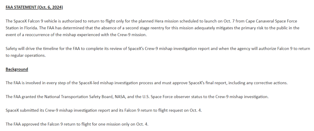 FAA Approves Falcon 9 Return to Flight – SpacePolicyOnline.com