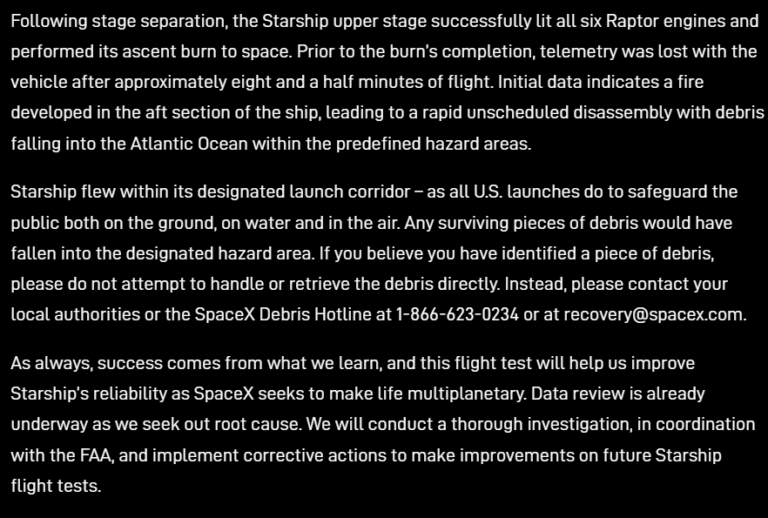 SpaceX Catches IFT-7 Booster, but Loses Starship – SpacePolicyOnline.com