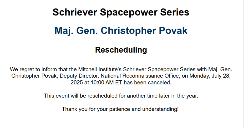 Events for August 2025 – SpacePolicyOnline.com